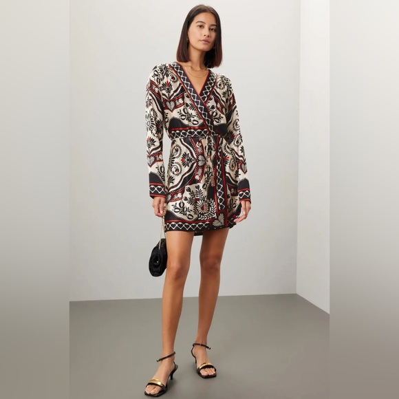 FARM Rio | Dresses | New Farm Rio Black Passion Scarf Mini Wrap Dress ...